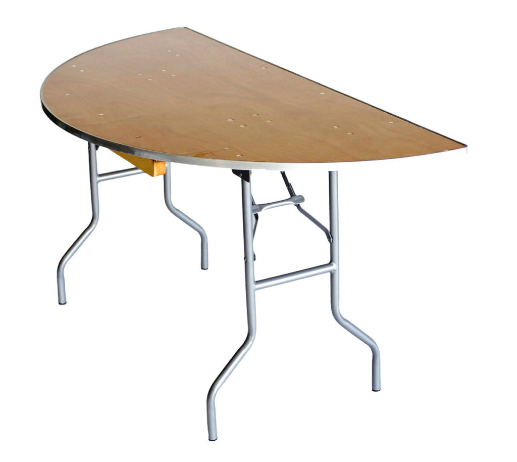 60” Half Round Banquet Table with Metal Edges - Traditions Rentals